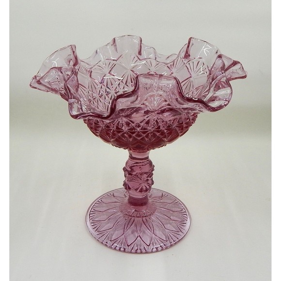 Fenton | Accents | Fenton Glass Pedestal Bowl Compote Ruffled Candy ...